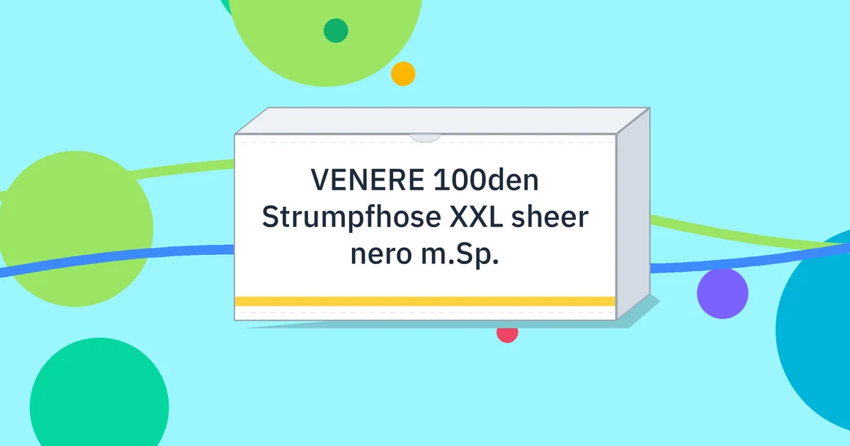 Symbolbild: Packung mit der Aufschrift VENERE 100den Strumpfhose XXL sheer nero m.Sp. (PZN 16170891) – Verfügbarkeit und Bezug in Apotheken in Frankfurt am Main