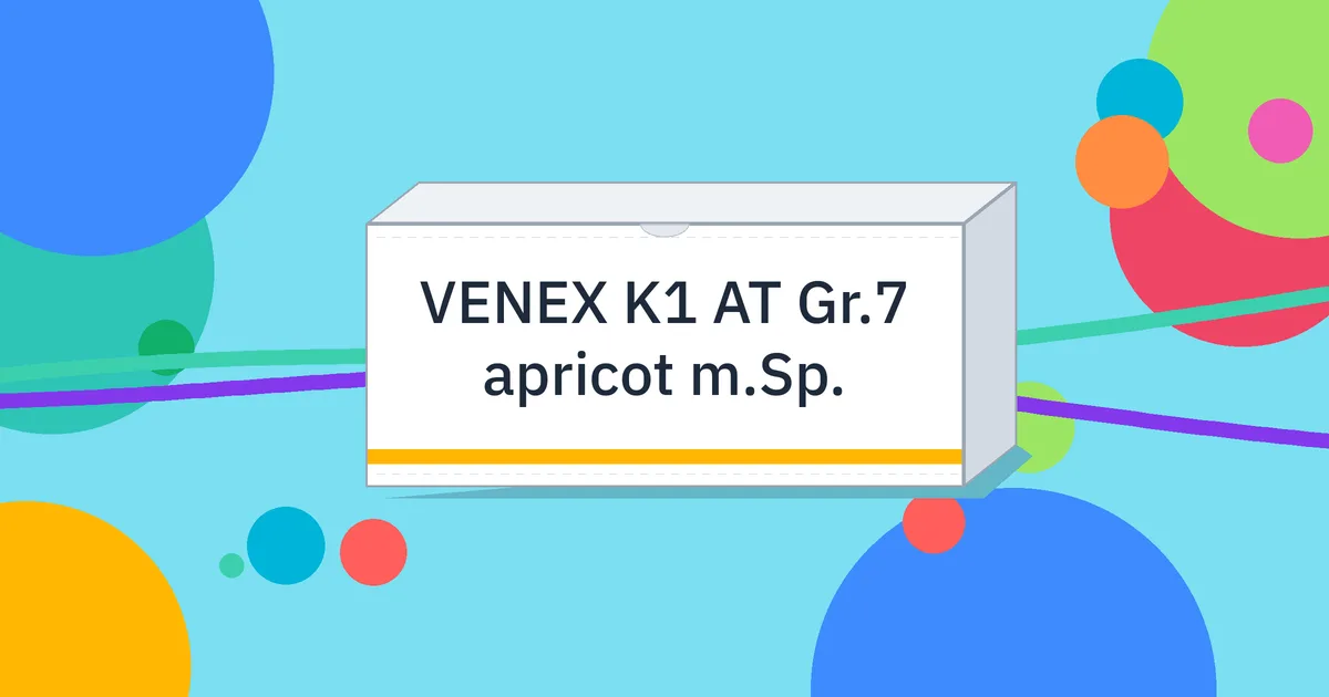 Symbolbild: Packung mit der Aufschrift VENEX K1 AT Gr.7 apricot m.Sp. (PZN 03196127) – Verfügbarkeit und Bezug in Apotheken in Frankfurt am Main