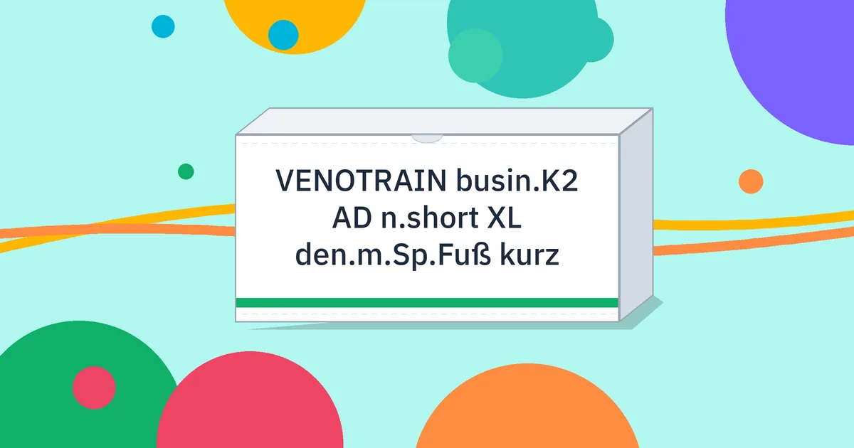 Symbolbild: Packung mit der Aufschrift VENOTRAIN busin.K2 AD n.short XL den.m.Sp.Fuß kurz (PZN 19057770) – Verfügbarkeit und Bezug in Apotheken in Frankfurt am Main