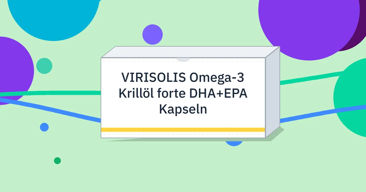 Symbolbild: Packung mit der Aufschrift VIRISOLIS Omega-3 Krillöl forte DHA+EPA Kapseln (PZN 20303820) – Verfügbarkeit und Bezug in Apotheken in Frankfurt am Main