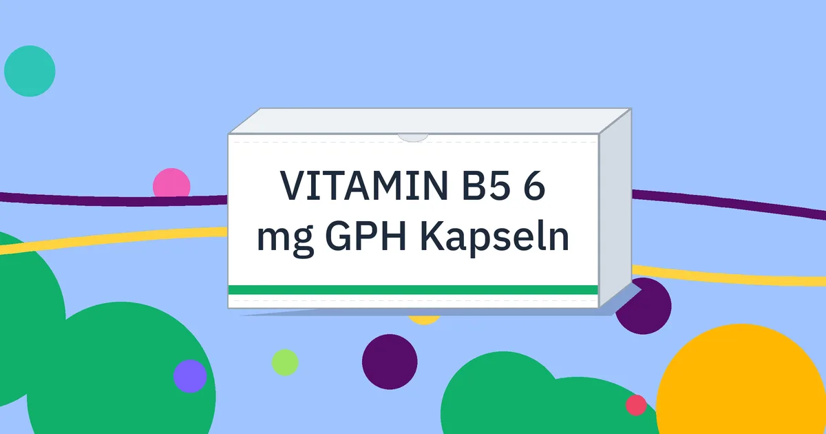 Symbolbild: Packung mit der Aufschrift VITAMIN B5 6 mg GPH Kapseln (PZN 09323302) – Verfügbarkeit und Bezug in Apotheken in Frankfurt am Main