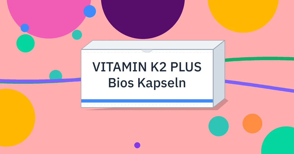 Symbolbild: Packung mit der Aufschrift VITAMIN K2 PLUS Bios Kapseln (PZN 11189377) – Verfügbarkeit und Bezug in Apotheken in Frankfurt am Main