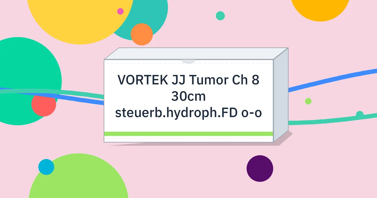 Symbolbild: Packung mit der Aufschrift VORTEK JJ Tumor Ch 8 30cm steuerb.hydroph.FD o-o (PZN 17998801) – Verfügbarkeit und Bezug in Apotheken in Frankfurt am Main
