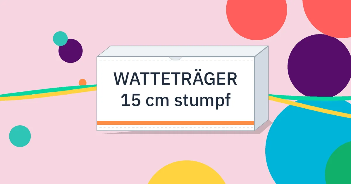 Symbolbild: Packung mit der Aufschrift WATTETRÄGER 15 cm stumpf (PZN 04866676) – Verfügbarkeit und Bezug in Apotheken in Frankfurt am Main
