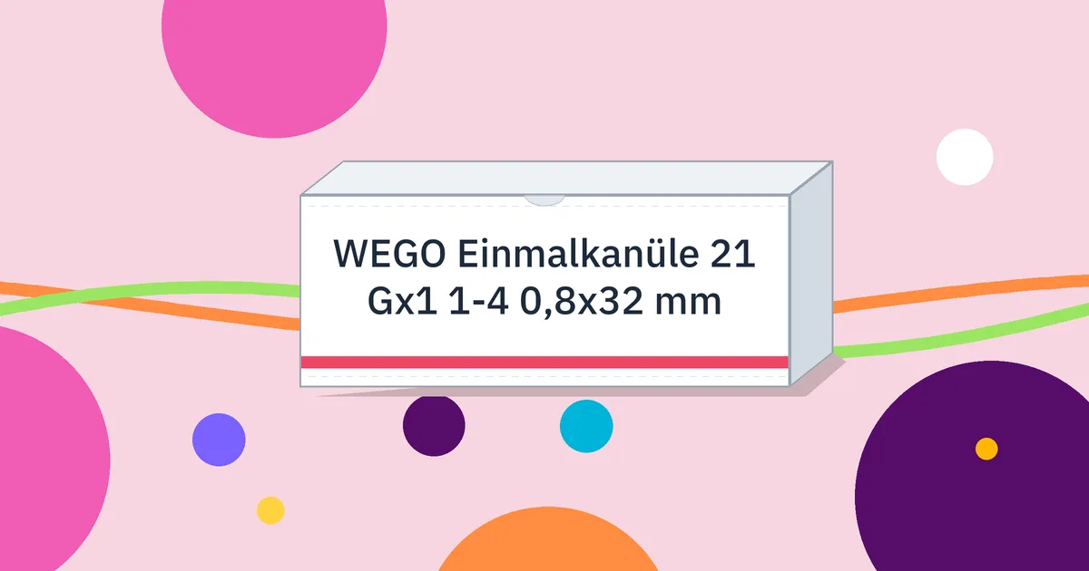 Symbolbild: Packung mit der Aufschrift WEGO Einmalkanüle 21 Gx1 1-4 0,8x32 mm (PZN 18859585) – Verfügbarkeit und Bezug in Apotheken in Frankfurt am Main