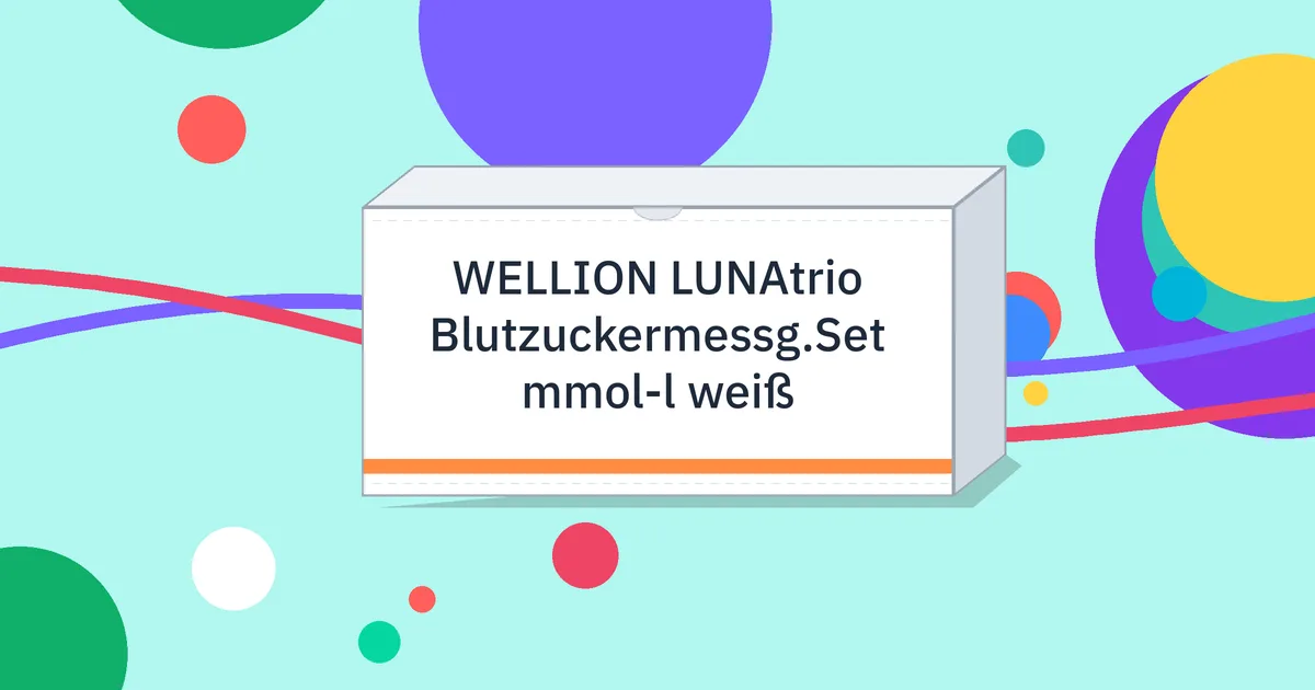 Symbolbild: Packung mit der Aufschrift WELLION LUNAtrio Blutzuckermessg.Set mmol-l weiß (PZN 16153272) – Verfügbarkeit und Bezug in Apotheken in Frankfurt am Main