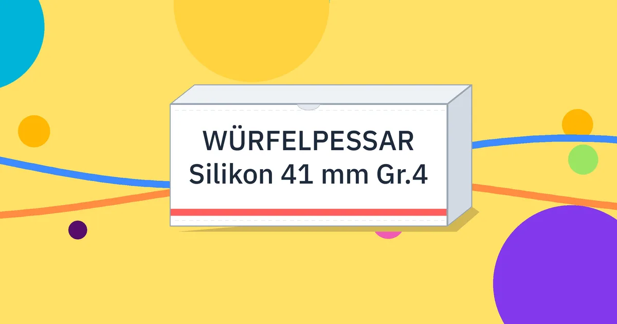Symbolbild: Packung mit der Aufschrift WÜRFELPESSAR Silikon 41 mm Gr.4 (PZN 03461670) – Verfügbarkeit und Bezug in Apotheken in Frankfurt am Main