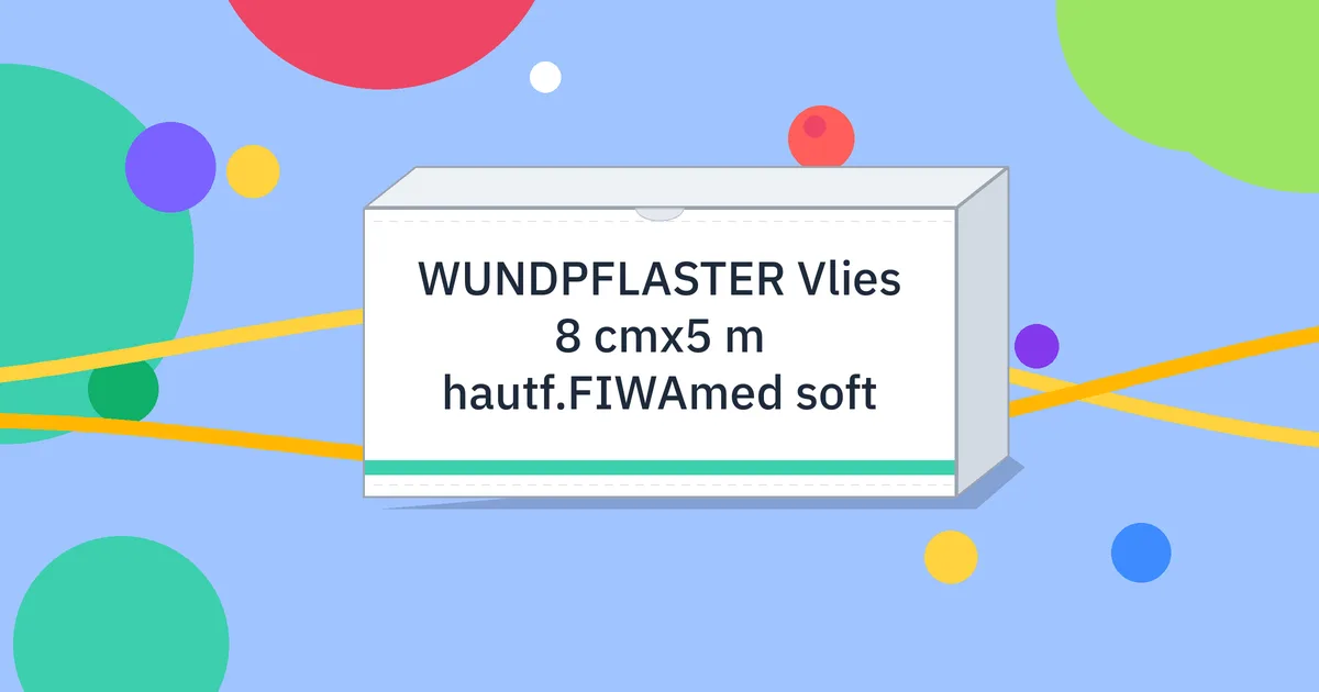 Symbolbild: Packung mit der Aufschrift WUNDPFLASTER Vlies 8 cmx5 m hautf.FIWAmed soft (PZN 11859553) – Verfügbarkeit und Bezug in Apotheken in Frankfurt am Main