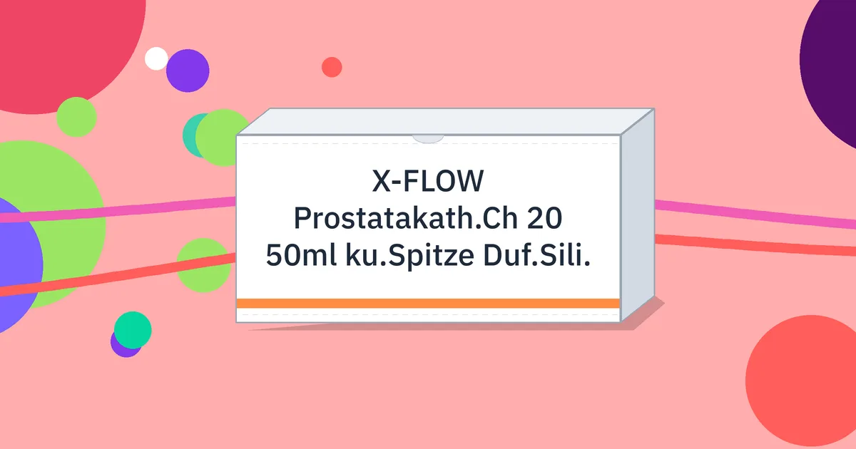 Symbolbild: Packung mit der Aufschrift X-FLOW Prostatakath.Ch 20 50ml ku.Spitze Duf.Sili. (PZN 17508524) – Verfügbarkeit und Bezug in Apotheken in Frankfurt am Main