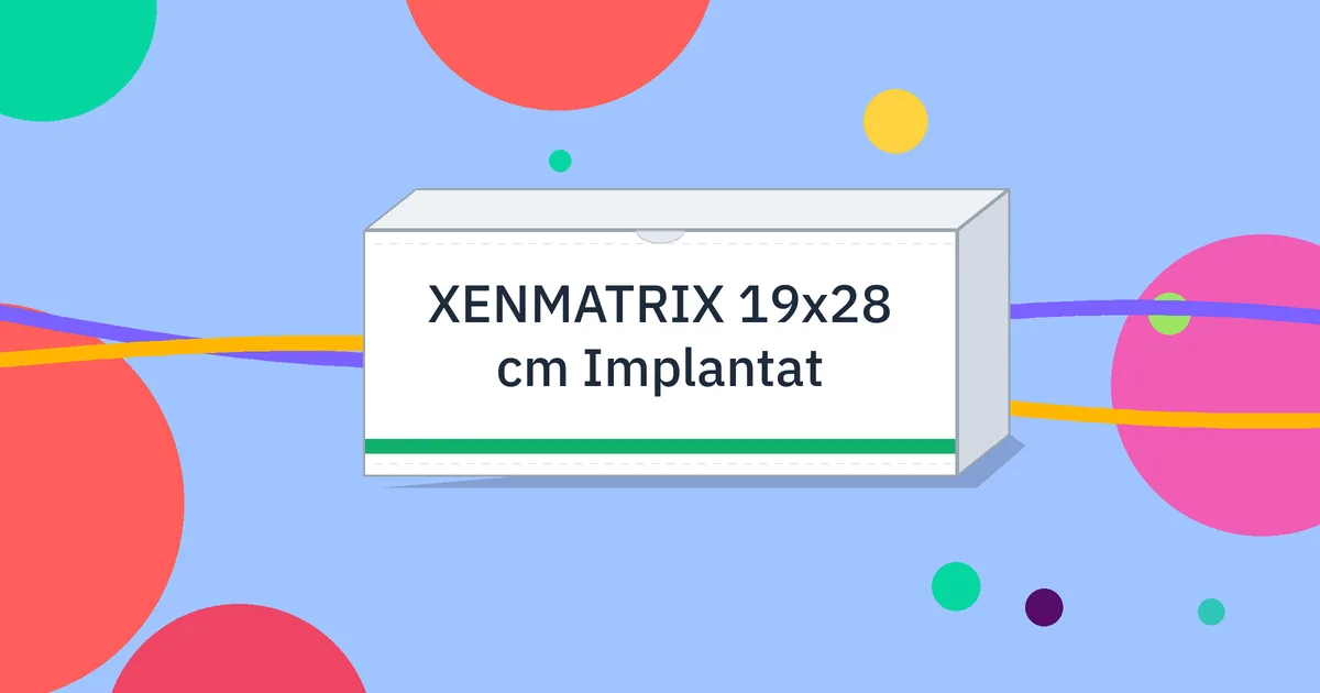 Symbolbild: Packung mit der Aufschrift XENMATRIX 19x28 cm Implantat (PZN 04025586) – Verfügbarkeit und Bezug in Apotheken in Frankfurt am Main