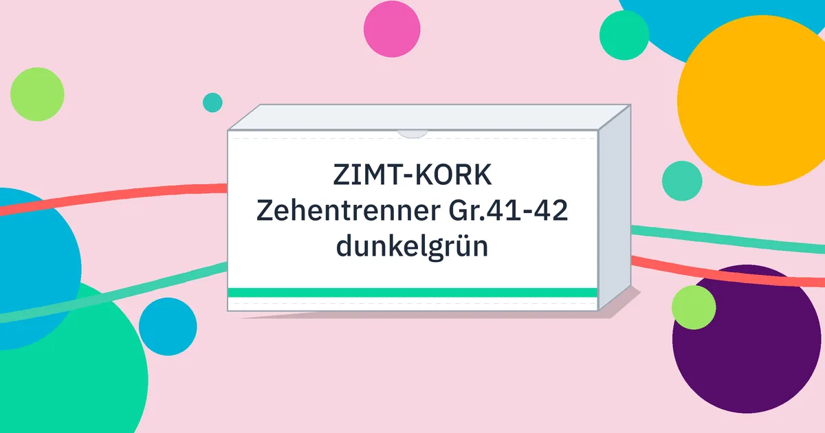 Symbolbild: Packung mit der Aufschrift ZIMT-KORK Zehentrenner Gr.41-42 dunkelgrün (PZN 19265847) – Verfügbarkeit und Bezug in Apotheken in Frankfurt am Main