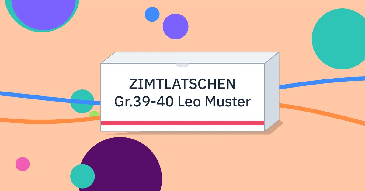 Symbolbild: Packung mit der Aufschrift ZIMTLATSCHEN Gr.39-40 Leo Muster (PZN 18391283) – Verfügbarkeit und Bezug in Apotheken in Frankfurt am Main
