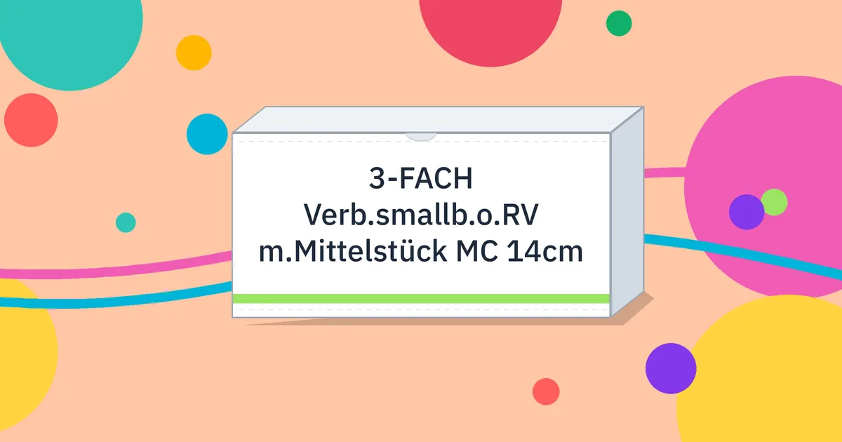 Symbolbild: Packung mit der Aufschrift 3-FACH Verb.smallb.o.RV m.Mittelstück MC 14cm (PZN 18499000) – Verfügbarkeit und Bezug in Apotheken in Frankfurt am Main
