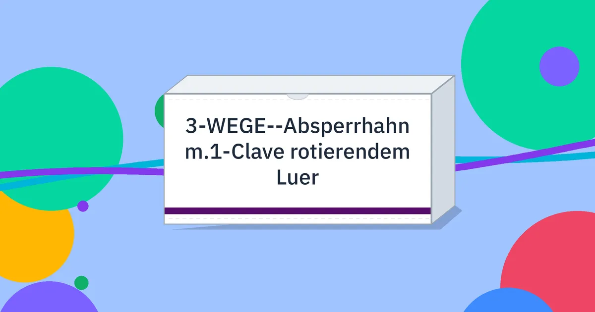Symbolbild: Packung mit der Aufschrift 3-WEGE--Absperrhahn m.1-Clave rotierendem Luer (PZN 19515362) – Verfügbarkeit und Bezug in Apotheken in Frankfurt am Main