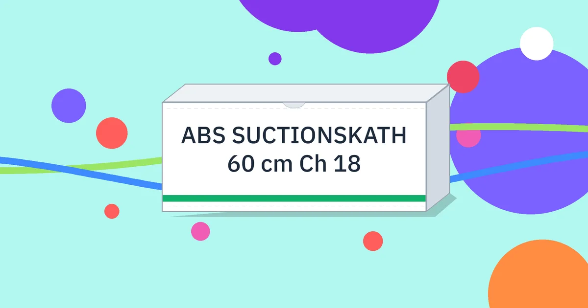 Symbolbild: Packung mit der Aufschrift ABS SUCTIONSKATH 60 cm Ch 18 (PZN 02441582) – Verfügbarkeit und Bezug in Apotheken in Frankfurt am Main