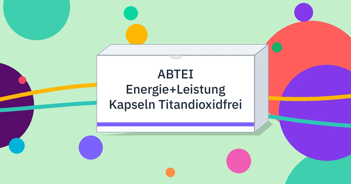 Symbolbild: Packung mit der Aufschrift ABTEI Energie+Leistung Kapseln Titandioxidfrei (PZN 17944107) – Verfügbarkeit und Bezug in Apotheken in Frankfurt am Main