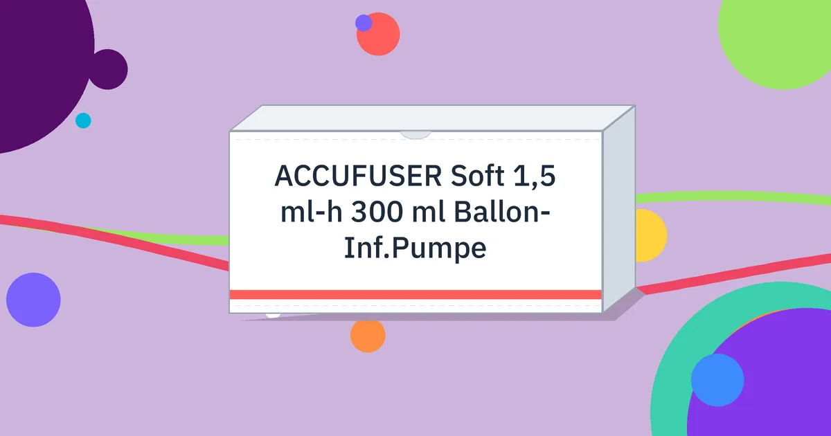 Symbolbild: Packung mit der Aufschrift ACCUFUSER Soft 1,5 ml-h 300 ml Ballon-Inf.Pumpe (PZN 19901007) – Verfügbarkeit und Bezug in Apotheken in Frankfurt am Main
