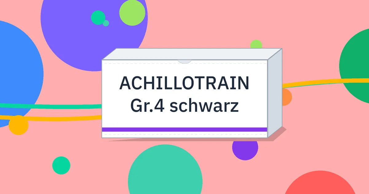 Symbolbild: Packung mit der Aufschrift ACHILLOTRAIN Gr.4 schwarz (PZN 19226209) – Verfügbarkeit und Bezug in Apotheken in Frankfurt am Main