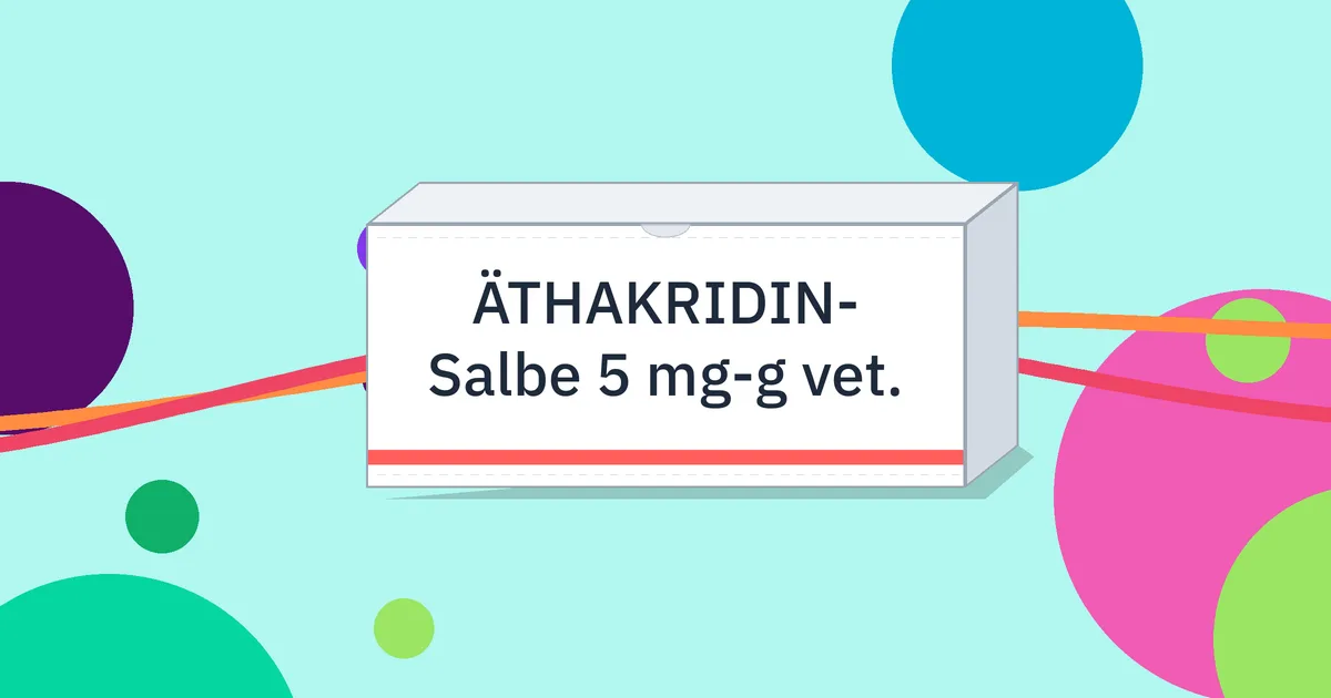 Symbolbild: Packung mit der Aufschrift ÄTHAKRIDIN-Salbe 5 mg-g vet. (PZN 11340822) – Verfügbarkeit und Bezug in Apotheken in Frankfurt am Main