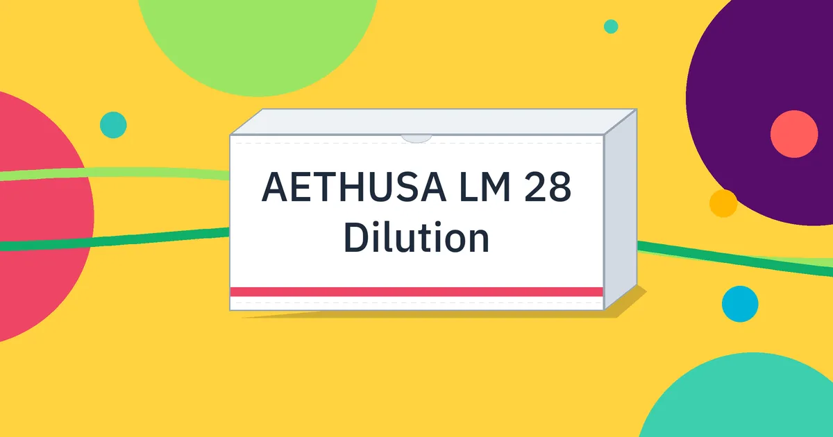 Symbolbild: Packung mit der Aufschrift AETHUSA LM 28 Dilution (PZN 12756022) – Verfügbarkeit und Bezug in Apotheken in Frankfurt am Main