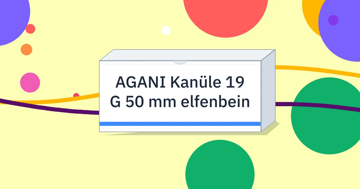 Symbolbild: Packung mit der Aufschrift AGANI Kanüle 19 G 50 mm elfenbein (PZN 01801854) – Verfügbarkeit und Bezug in Apotheken in Frankfurt am Main