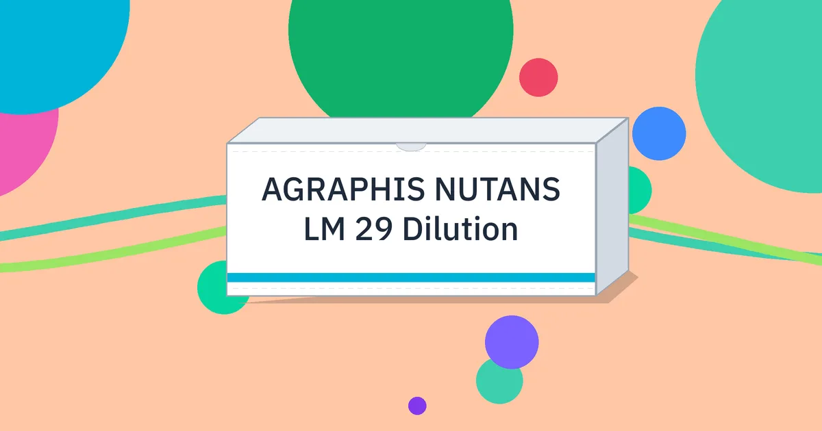 Symbolbild: Packung mit der Aufschrift AGRAPHIS NUTANS LM 29 Dilution (PZN 13306634) – Verfügbarkeit und Bezug in Apotheken in Frankfurt am Main