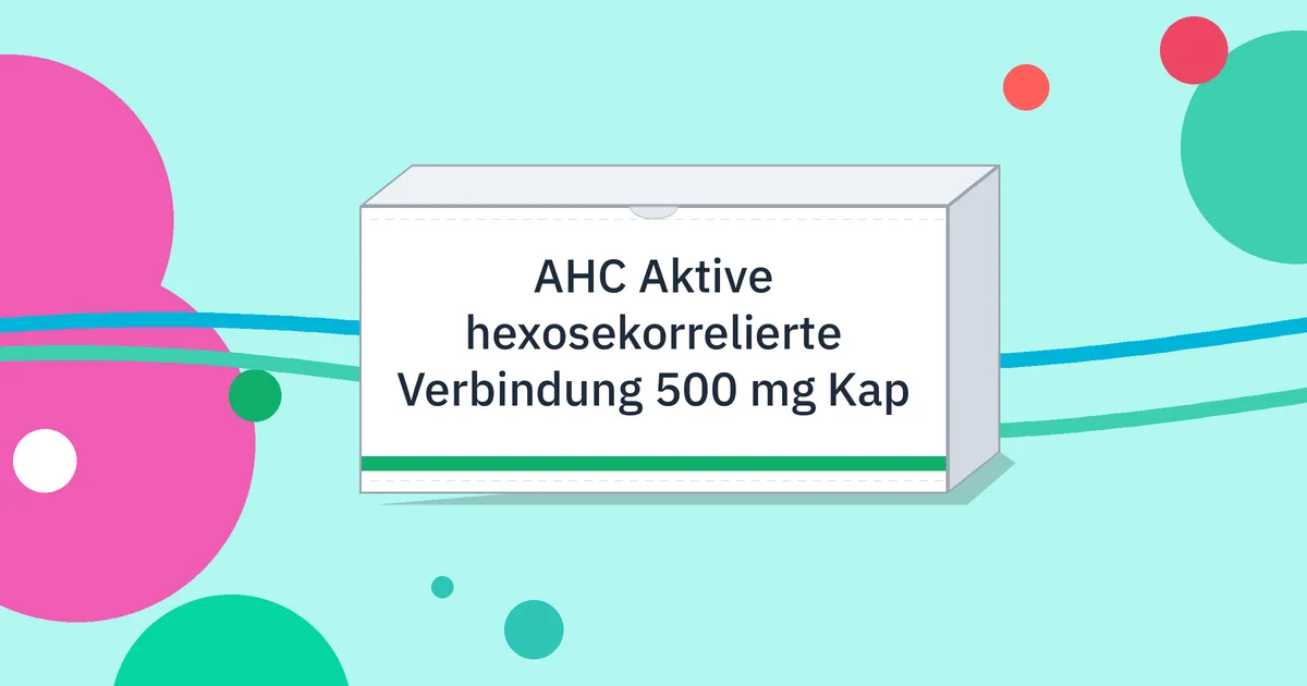 Symbolbild: Packung mit der Aufschrift AHC Aktive hexosekorrelierte Verbindung 500 mg Kap (PZN 18237820) – Verfügbarkeit und Bezug in Apotheken in Frankfurt am Main