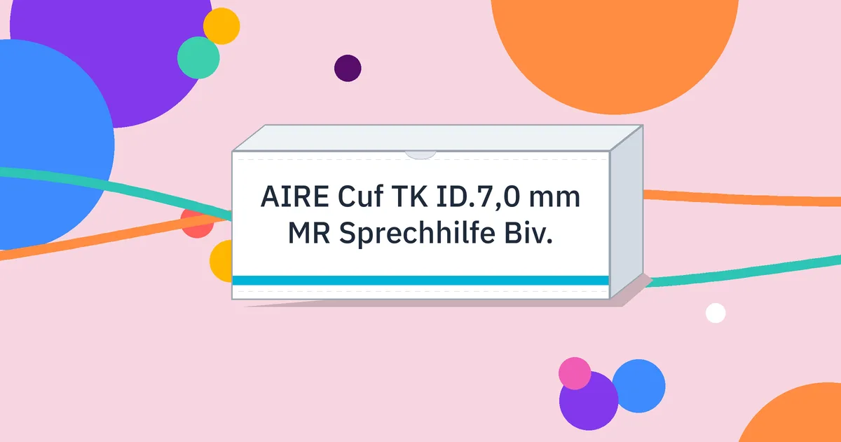Symbolbild: Packung mit der Aufschrift AIRE Cuf TK ID.7,0 mm MR Sprechhilfe Biv. (PZN 02258487) – Verfügbarkeit und Bezug in Apotheken in Frankfurt am Main