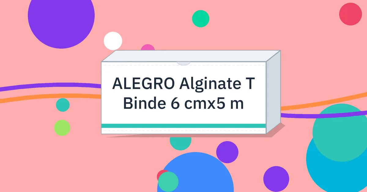 Symbolbild: Packung mit der Aufschrift ALEGRO Alginate T Binde 6 cmx5 m (PZN 01882522) – Verfügbarkeit und Bezug in Apotheken in Frankfurt am Main