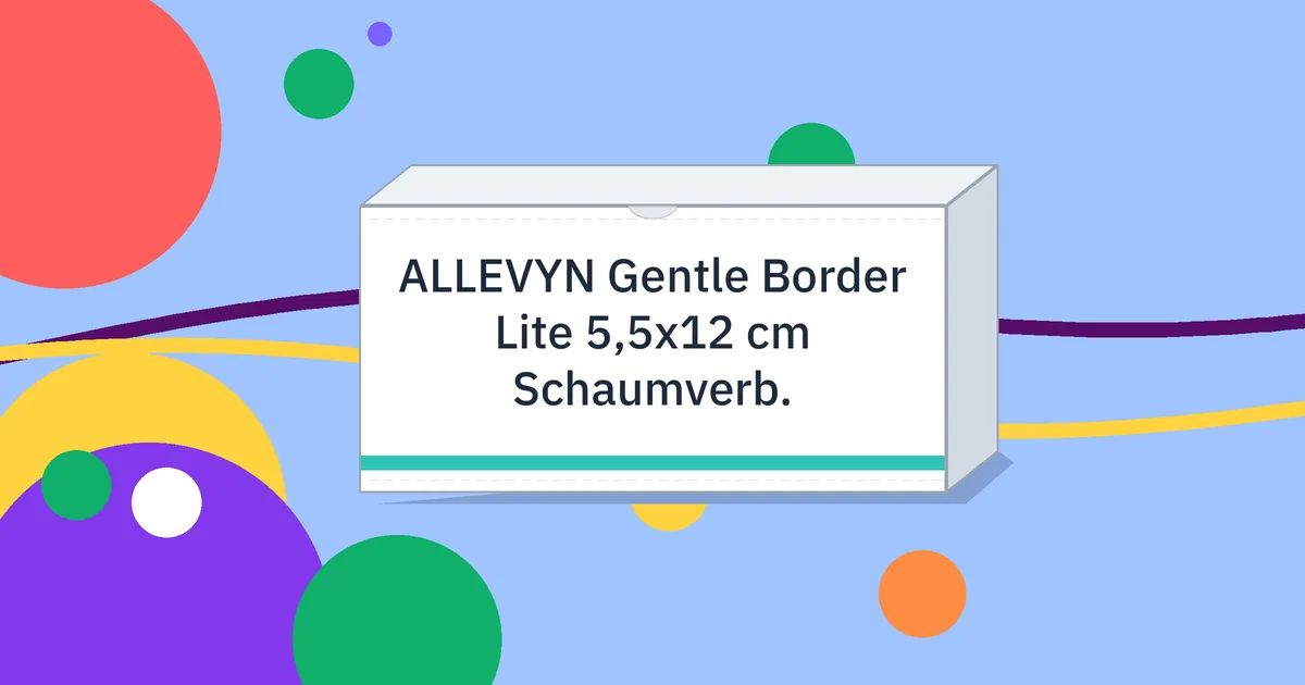 Symbolbild: Packung mit der Aufschrift ALLEVYN Gentle Border Lite 5,5x12 cm Schaumverb. (PZN 17830875) – Verfügbarkeit und Bezug in Apotheken in Frankfurt am Main