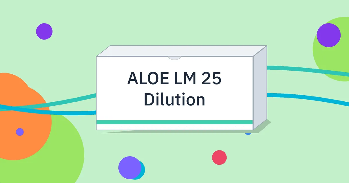 Symbolbild: Packung mit der Aufschrift ALOE LM 25 Dilution (PZN 12757659) – Verfügbarkeit und Bezug in Apotheken in Frankfurt am Main