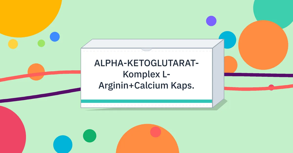 Symbolbild: Packung mit der Aufschrift ALPHA-KETOGLUTARAT-Komplex L-Arginin+Calcium Kaps. (PZN 20210538) – Verfügbarkeit und Bezug in Apotheken in Frankfurt am Main