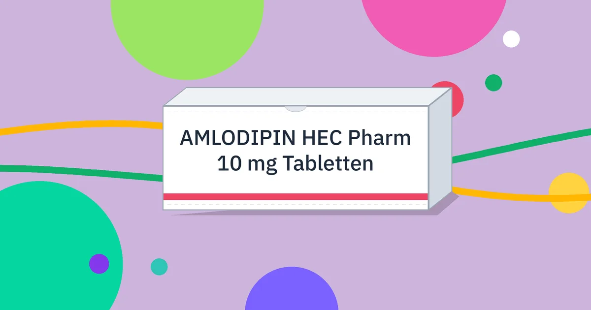 Symbolbild: Packung mit der Aufschrift AMLODIPIN HEC Pharm 10 mg Tabletten (PZN 11882658) – Verfügbarkeit und Bezug in Apotheken in Frankfurt am Main