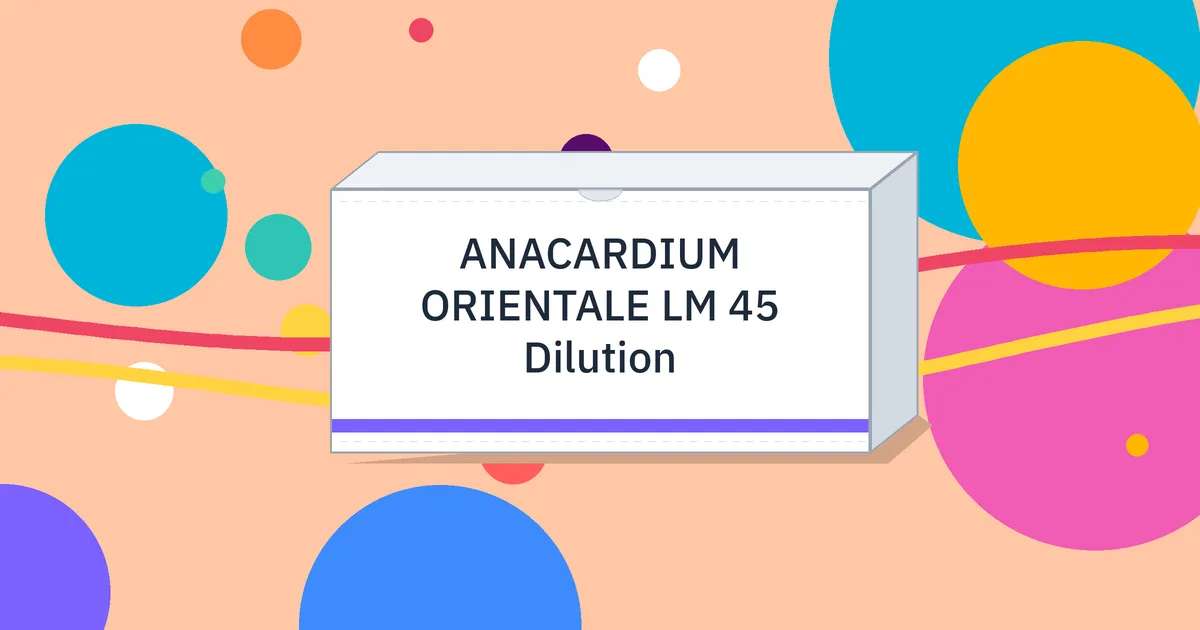 Symbolbild: Packung mit der Aufschrift ANACARDIUM ORIENTALE LM 45 Dilution (PZN 12762181) – Verfügbarkeit und Bezug in Apotheken in Frankfurt am Main