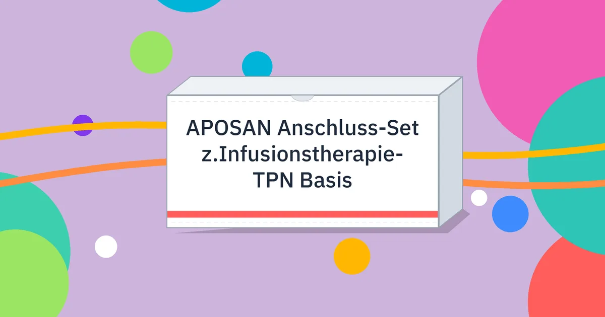 Symbolbild: Packung mit der Aufschrift APOSAN Anschluss-Set z.Infusionstherapie-TPN Basis (PZN 10918897) – Verfügbarkeit und Bezug in Apotheken in Frankfurt am Main
