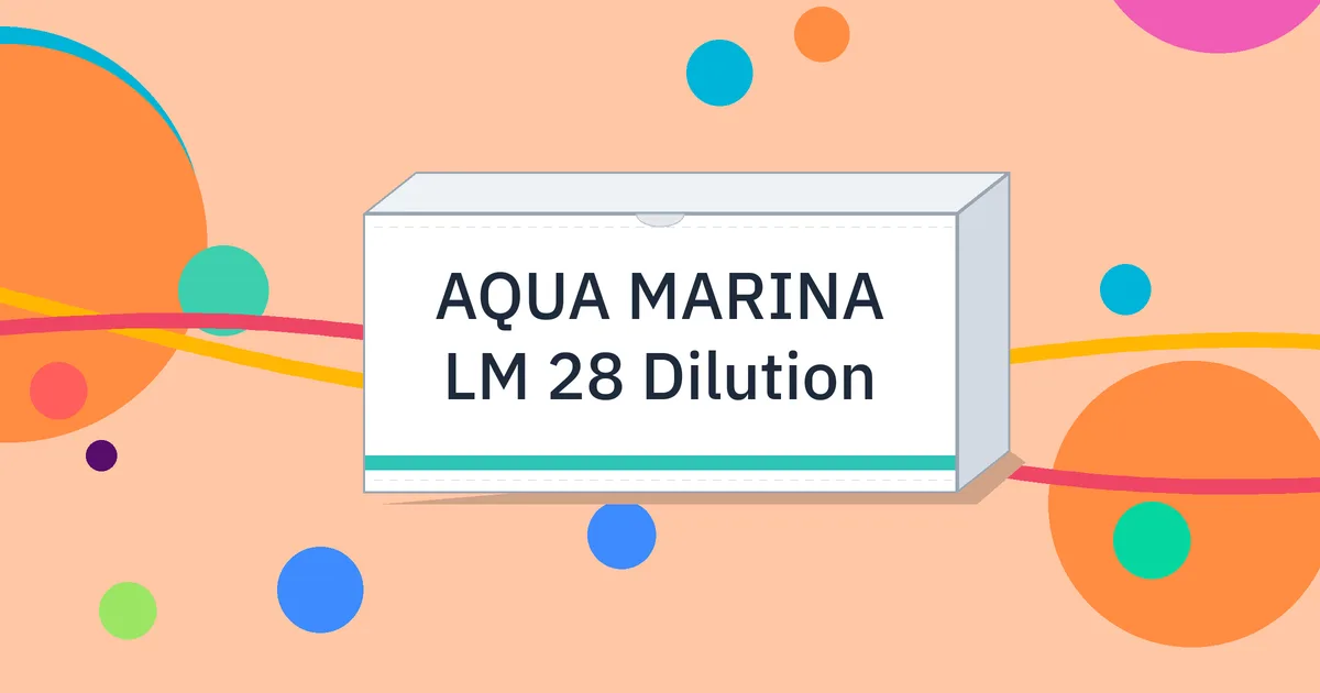 Symbolbild: Packung mit der Aufschrift AQUA MARINA LM 28 Dilution (PZN 12765699) – Verfügbarkeit und Bezug in Apotheken in Frankfurt am Main