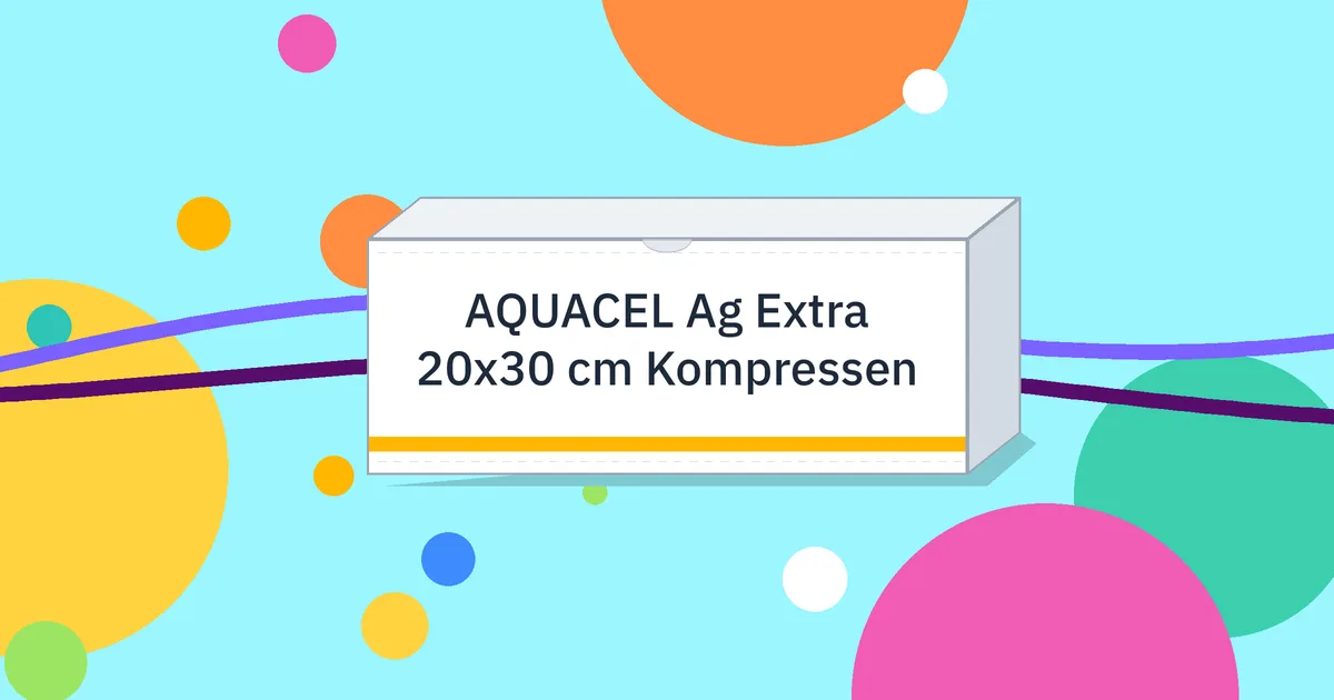Symbolbild: Packung mit der Aufschrift AQUACEL Ag Extra 20x30 cm Kompressen (PZN 17909683) – Verfügbarkeit und Bezug in Apotheken in Frankfurt am Main