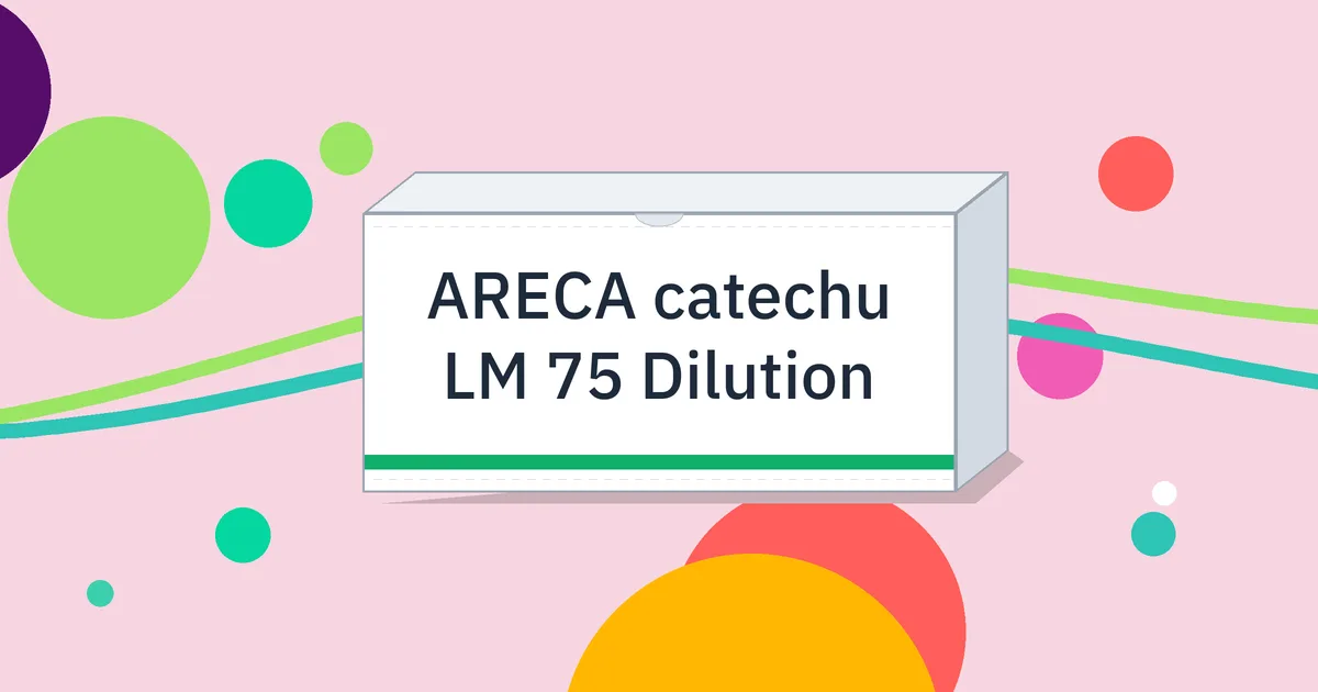 Symbolbild: Packung mit der Aufschrift ARECA catechu LM 75 Dilution (PZN 13389146) – Verfügbarkeit und Bezug in Apotheken in Frankfurt am Main