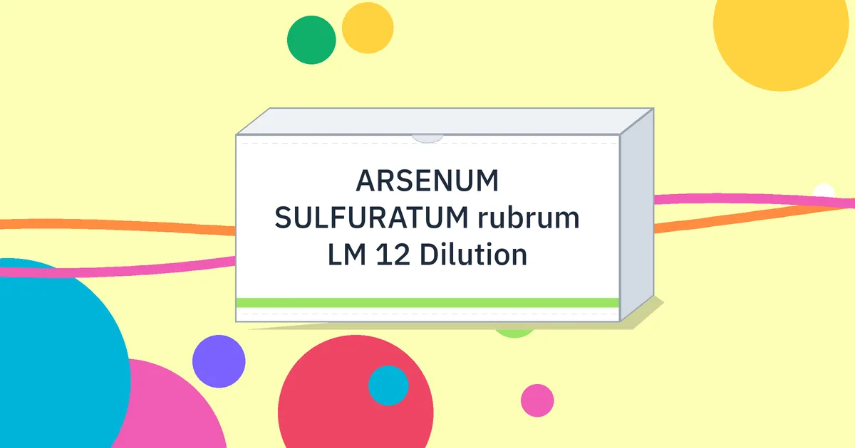 Symbolbild: Packung mit der Aufschrift ARSENUM SULFURATUM rubrum LM 12 Dilution (PZN 12779767) – Verfügbarkeit und Bezug in Apotheken in Frankfurt am Main