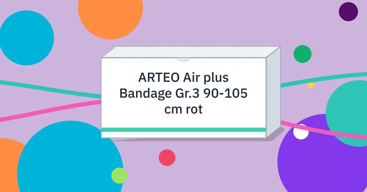 Symbolbild: Packung mit der Aufschrift ARTEO Air plus Bandage Gr.3 90-105 cm rot (PZN 14175306) – Verfügbarkeit und Bezug in Apotheken in Frankfurt am Main