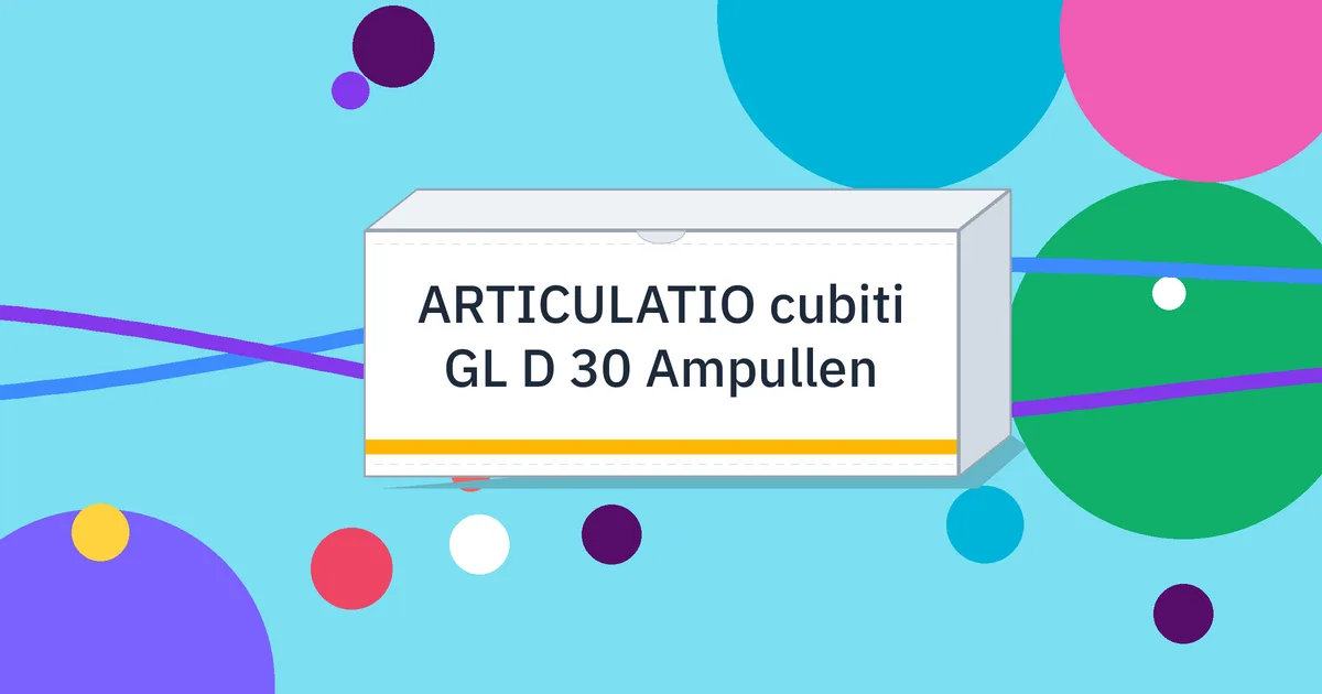 Symbolbild: Packung mit der Aufschrift ARTICULATIO cubiti GL D 30 Ampullen (PZN 02906130) – Verfügbarkeit und Bezug in Apotheken in Frankfurt am Main