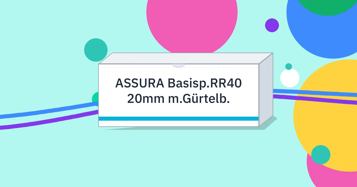 Symbolbild: Packung mit der Aufschrift ASSURA Basisp.RR40 20mm m.Gürtelb. (PZN 08696573) – Verfügbarkeit und Bezug in Apotheken in Frankfurt am Main