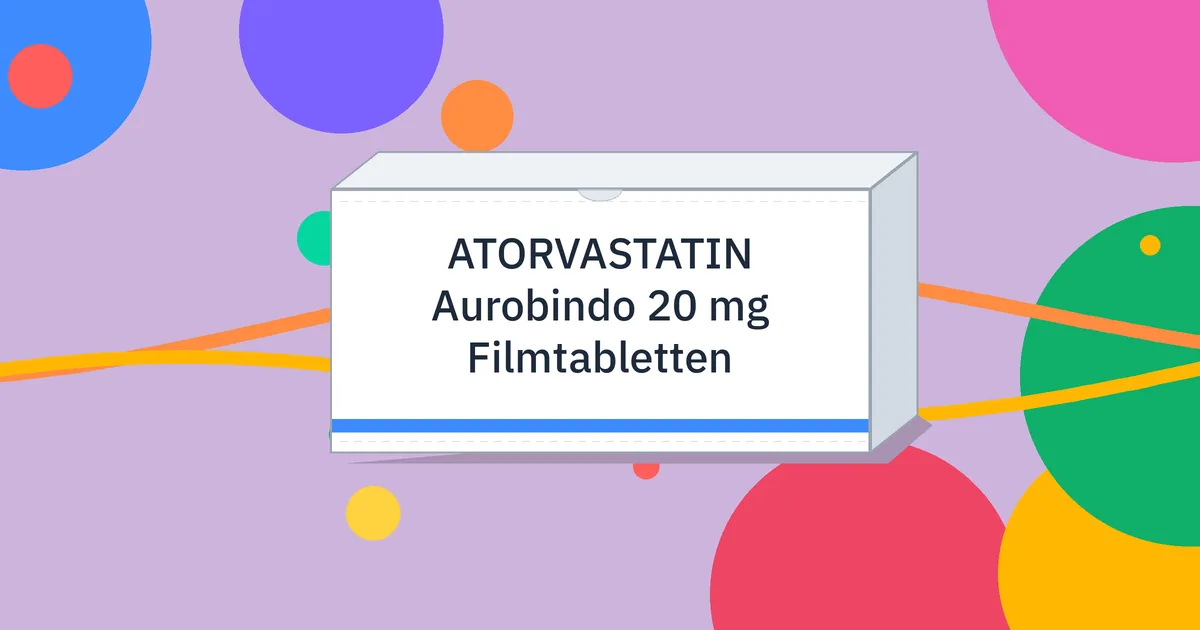Symbolbild: Packung mit der Aufschrift ATORVASTATIN Aurobindo 20 mg Filmtabletten (PZN 11172112) – Verfügbarkeit und Bezug in Apotheken in Frankfurt am Main