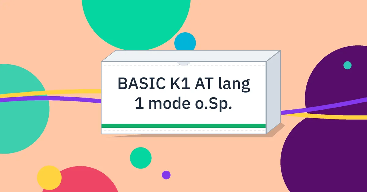 Symbolbild: Packung mit der Aufschrift BASIC K1 AT lang 1 mode o.Sp. (PZN 20262216) – Verfügbarkeit und Bezug in Apotheken in Frankfurt am Main