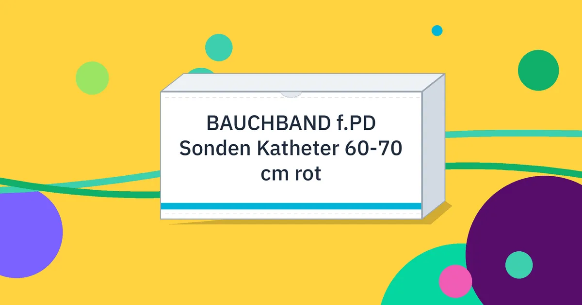 Symbolbild: Packung mit der Aufschrift BAUCHBAND f.PD Sonden Katheter 60-70 cm rot (PZN 20652911) – Verfügbarkeit und Bezug in Apotheken in Frankfurt am Main