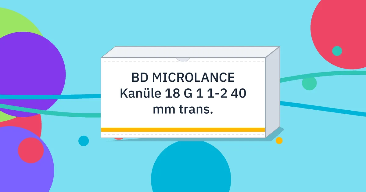 Symbolbild: Packung mit der Aufschrift BD MICROLANCE Kanüle 18 G 1 1-2 40 mm trans. (PZN 03023668) – Verfügbarkeit und Bezug in Apotheken in Frankfurt am Main