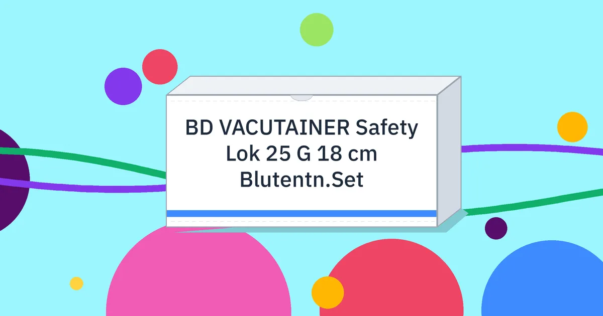 Symbolbild: Packung mit der Aufschrift BD VACUTAINER Safety Lok 25 G 18 cm Blutentn.Set (PZN 01111581) – Verfügbarkeit und Bezug in Apotheken in Frankfurt am Main