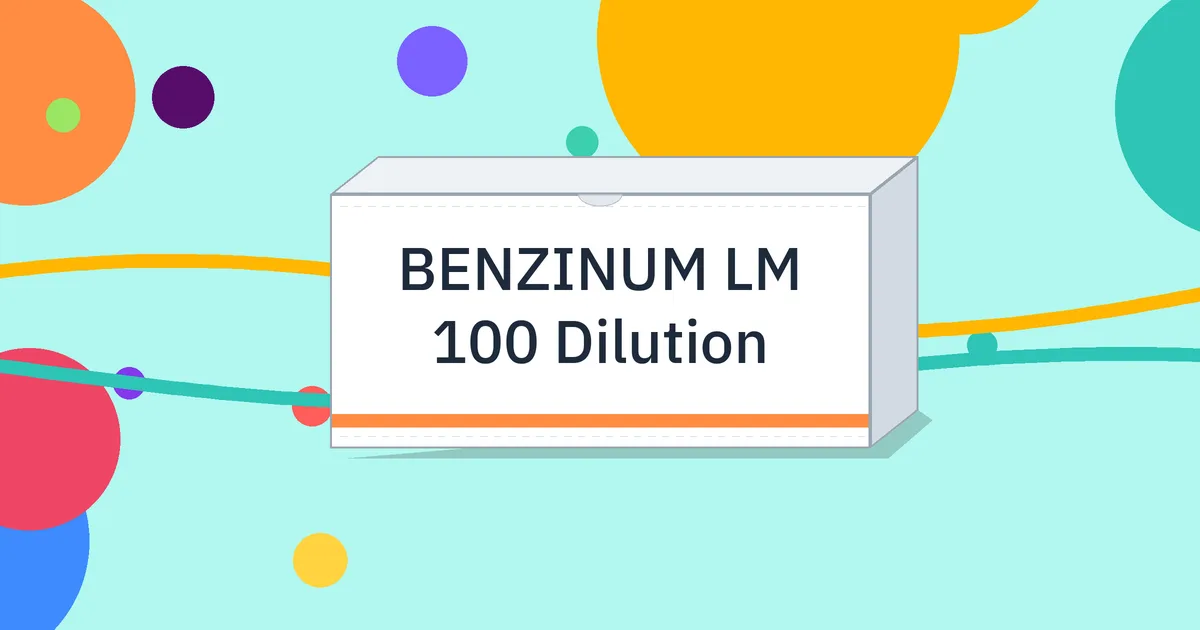 Symbolbild: Packung mit der Aufschrift BENZINUM LM 100 Dilution (PZN 12792302) – Verfügbarkeit und Bezug in Apotheken in Frankfurt am Main