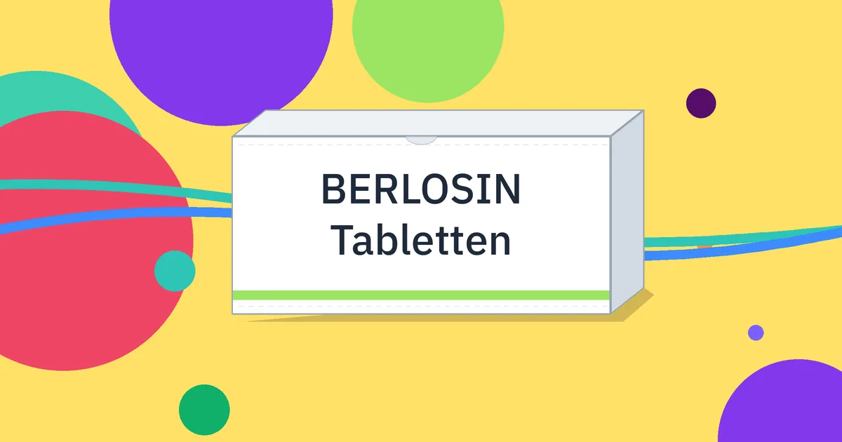 Symbolbild: Packung mit der Aufschrift BERLOSIN Tabletten (PZN 07210462) – Verfügbarkeit und Bezug in Apotheken in Frankfurt am Main