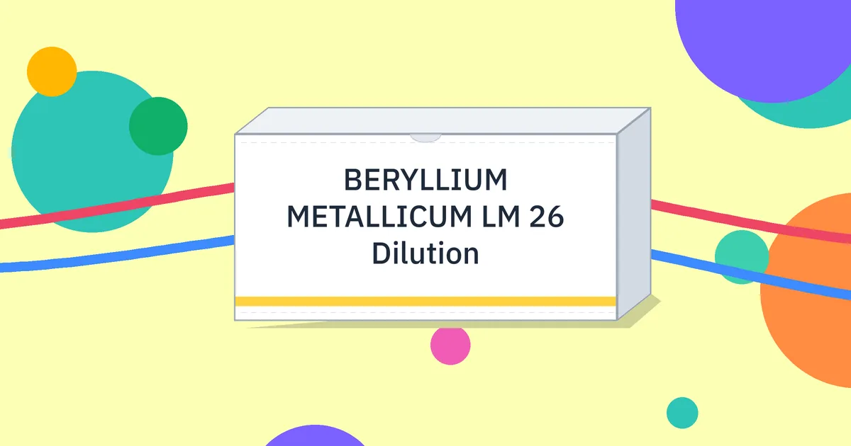 Symbolbild: Packung mit der Aufschrift BERYLLIUM METALLICUM LM 26 Dilution (PZN 12793514) – Verfügbarkeit und Bezug in Apotheken in Frankfurt am Main